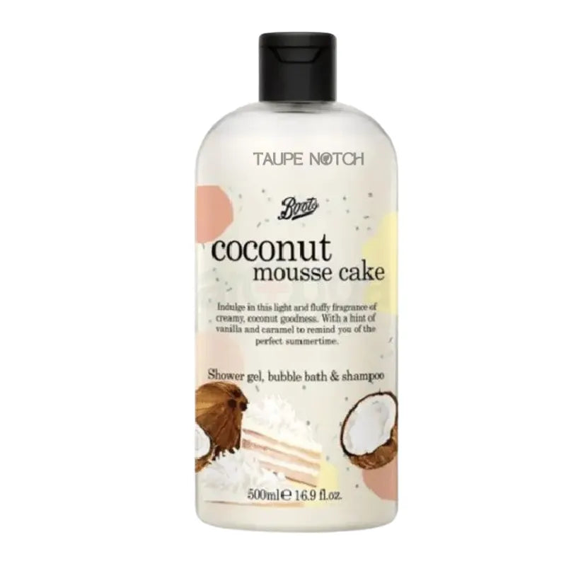 Boots Flavour Coconut Mousse Cake Shower Gel Bubble Bath & Shampoo 500 ...