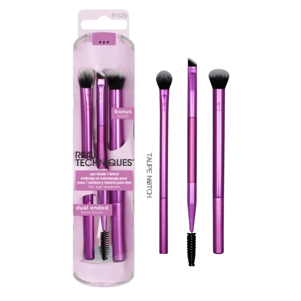 Real Techniques Eye Shade & Blend Eye Makeup Brush Trio Set – Taupe Notch